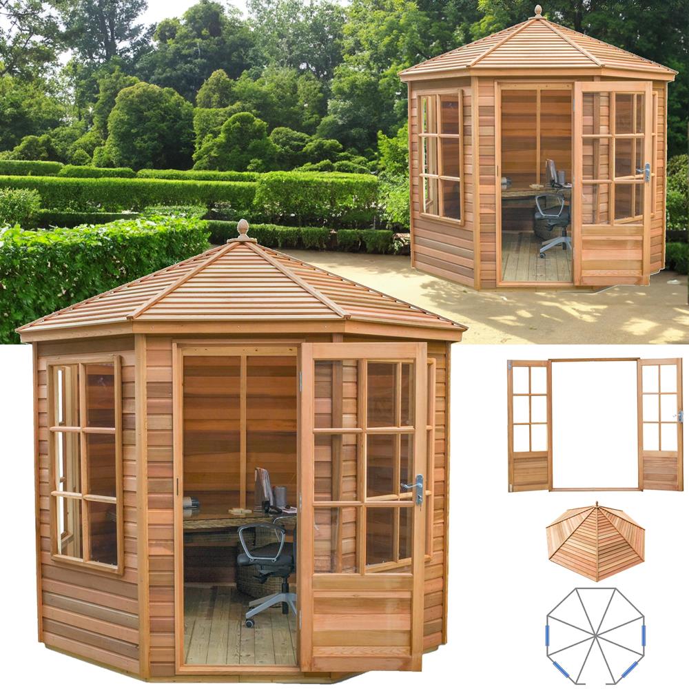 Alton Cedar Summerhouse - Tetbury 8 x 8 Octagonal With Slatted Cedar ...