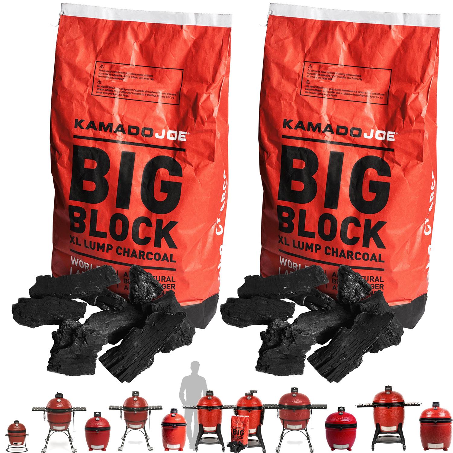 Kamado Joe Premium Charcoal Grill Fuel - Big Block Lump Charcoal 2 x ...