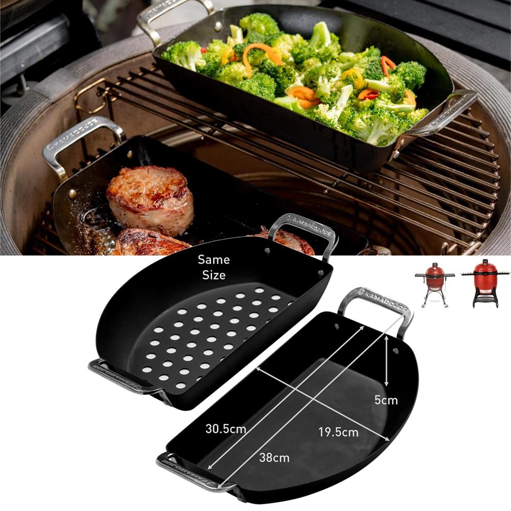 Kamado Joe Karbon Steel - Half Moon Pan Set (Pair) | Birstall