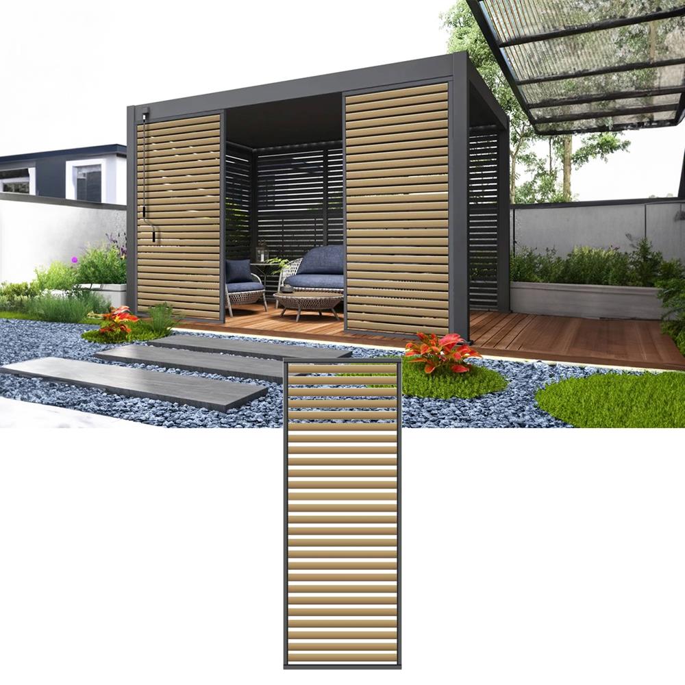 Westminster - Fixed Pergola Louvre Panel 1.0m Aluminium Oak Effect ...