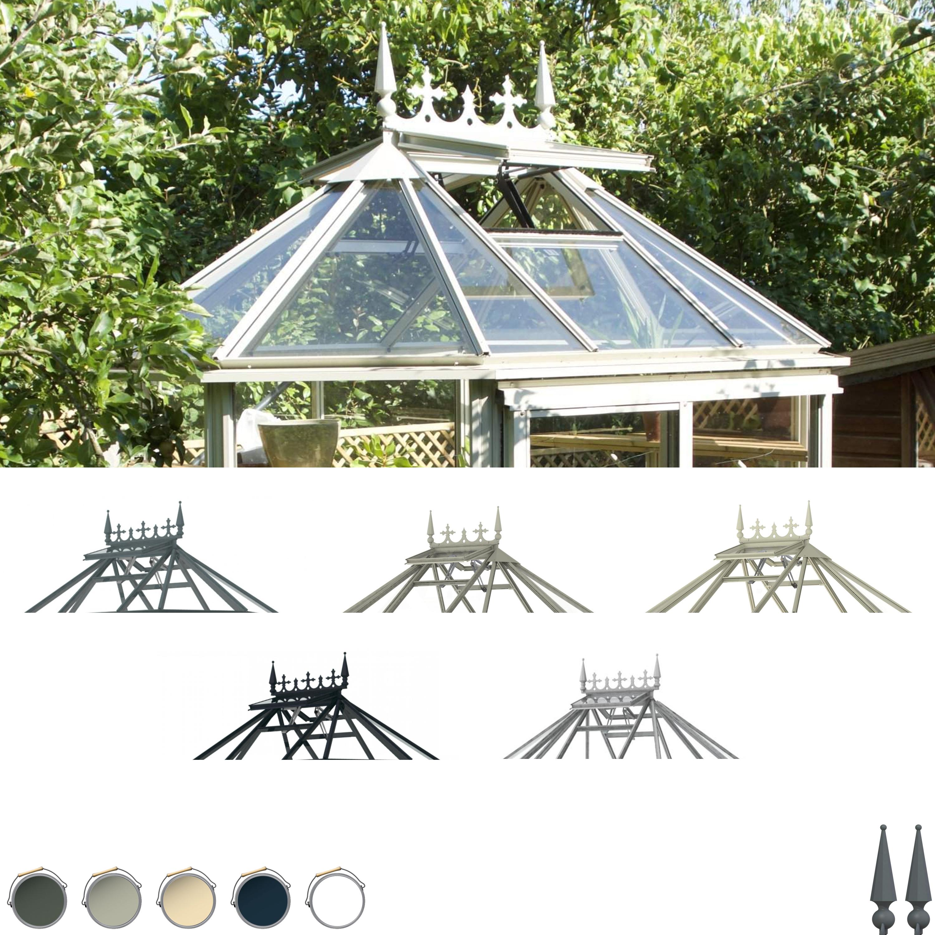 Robinsons Greenhouse - Roof Cresting & 2 Finials For 7ft Octagonal ...