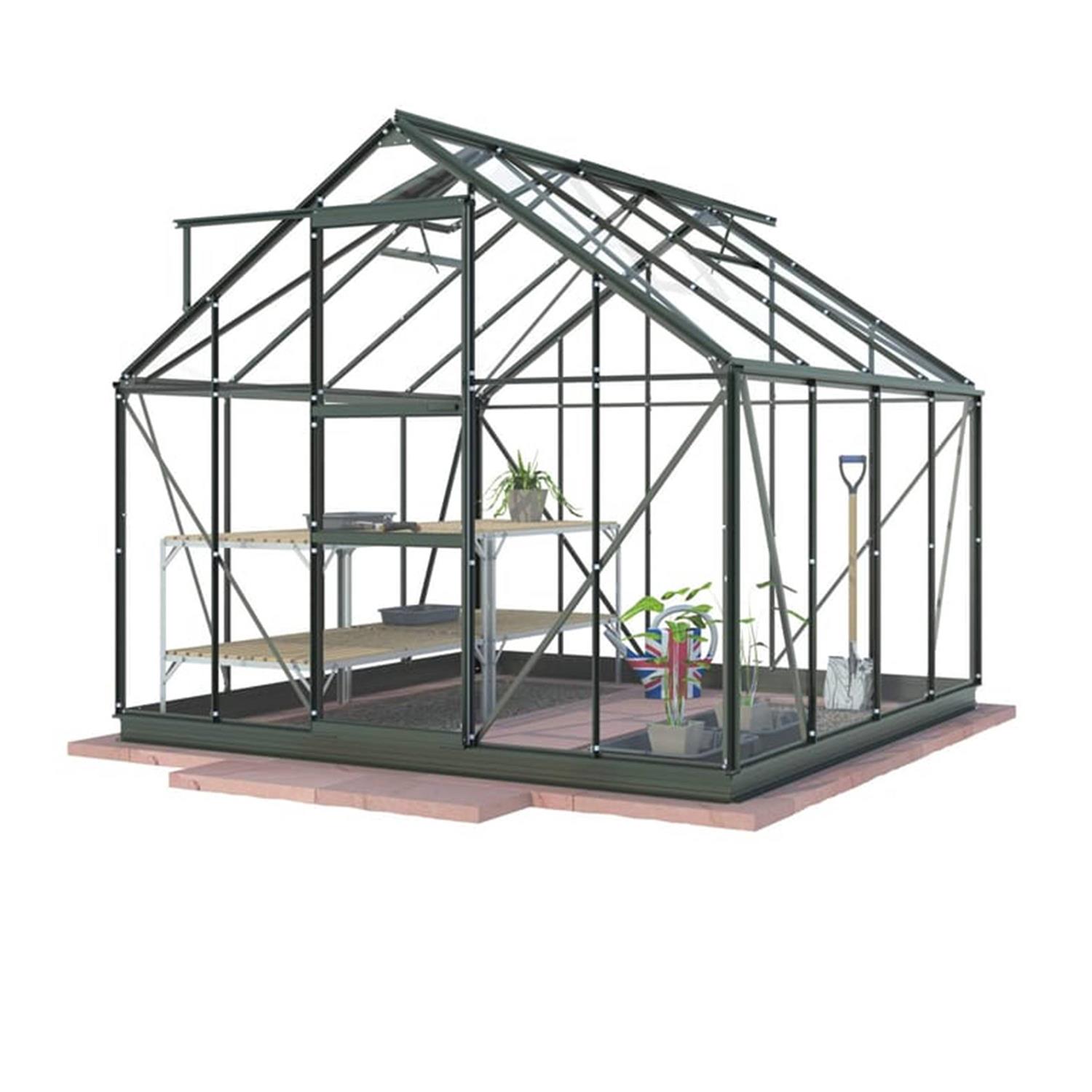8' x 8' Simplicity Sun - Aluminium Greenhouse - Green | Birstall
