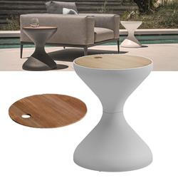 Gloster Bells - Side Table Buffed Teak Top White | Birstall