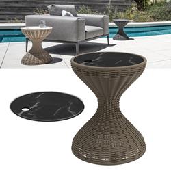 Gloster Bells - Woven Side Table Nero Ceramic Top Parchment | Birstall